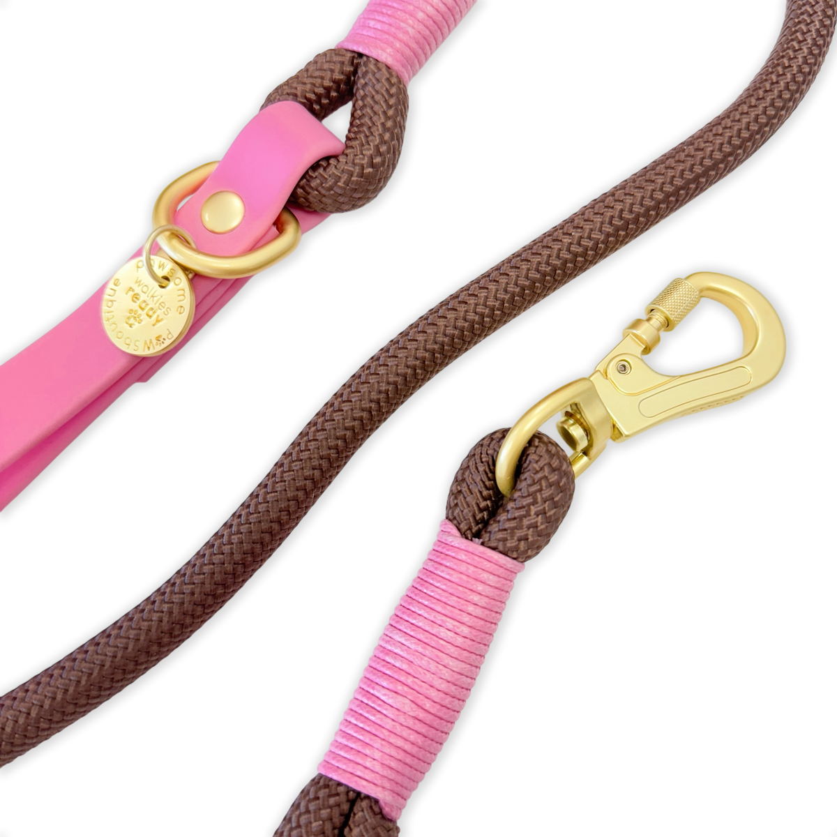 4ft Rope Lead - Brown + Pink – Pawsome Paws Boutique - Wholesale